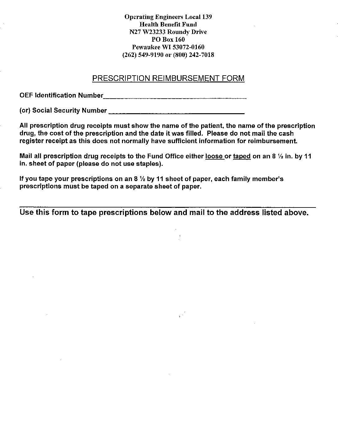 IUOE139 Presc Drug Form – Operating Engineers Local 139 Health Benefit Fund