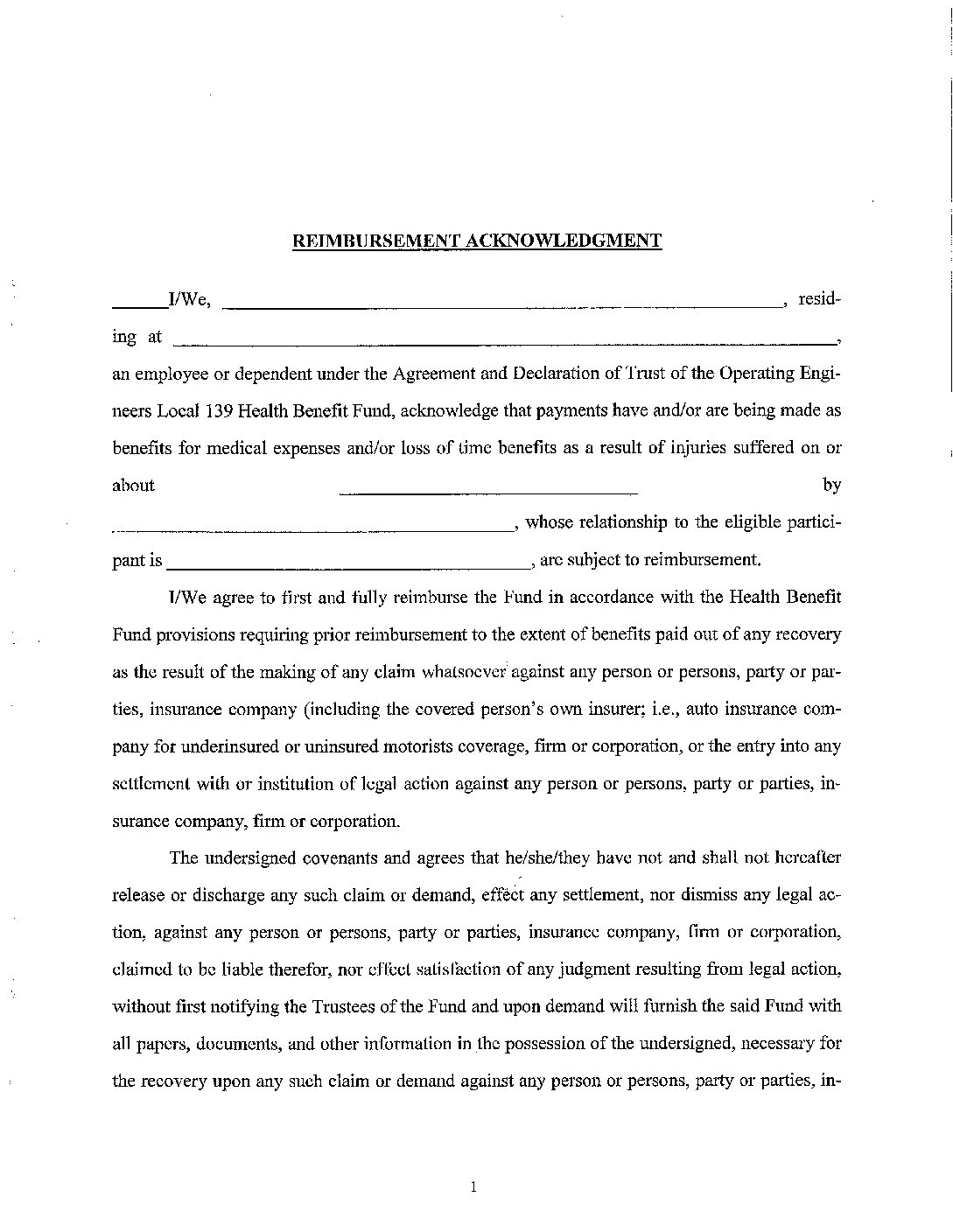 IUOE139 Reimb Agreement Non Work Related – Operating Engineers Local ...